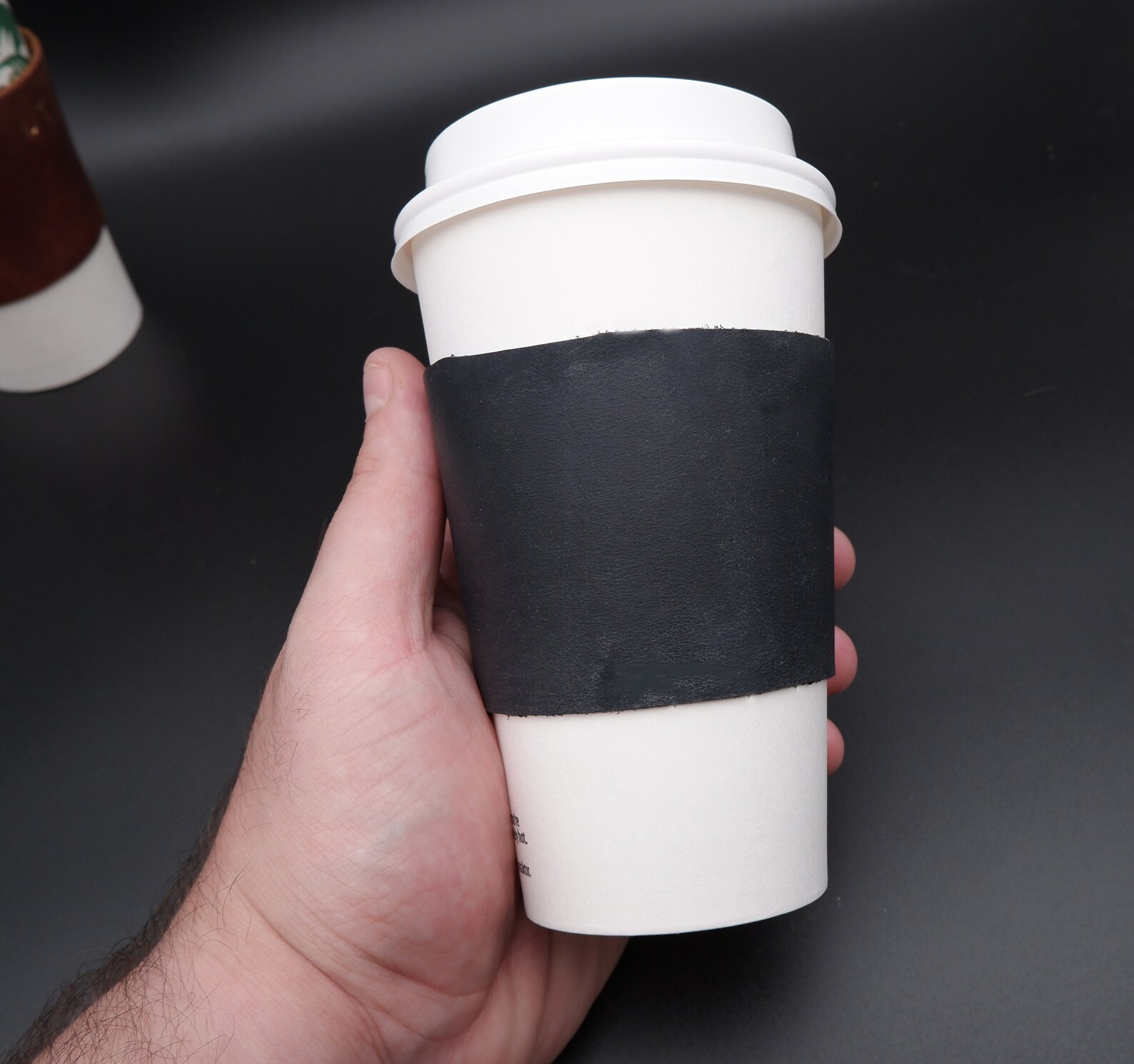 Personalized Leather Cup Sleeve, Customize Initials Leather Cup Holder ...