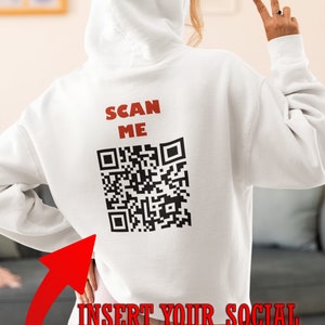 Personalized QR Code Scan Me Unisex Hoodie/viral Hoodie/scan Me Social ...