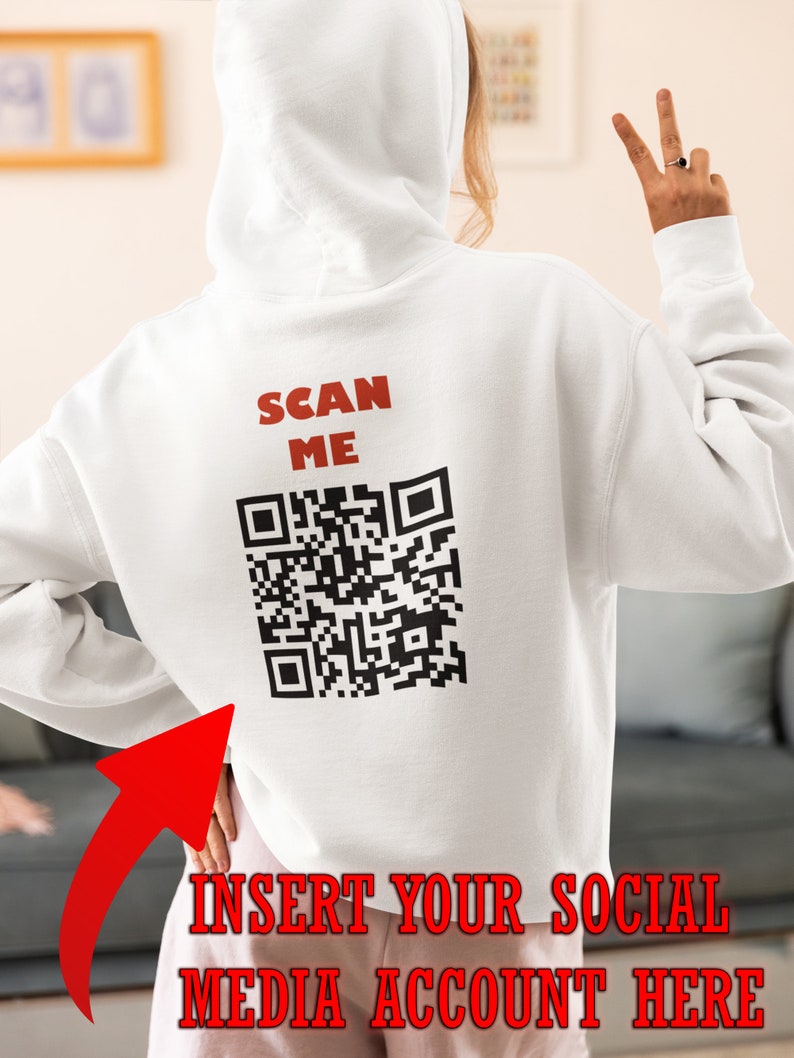 Personalized QR Code Scan Me Unisex Hoodie/viral Hoodie/scan Me Social ...