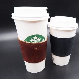 Personalized Leather Cup Sleeve, Customize Initials Leather Cup Holder ...