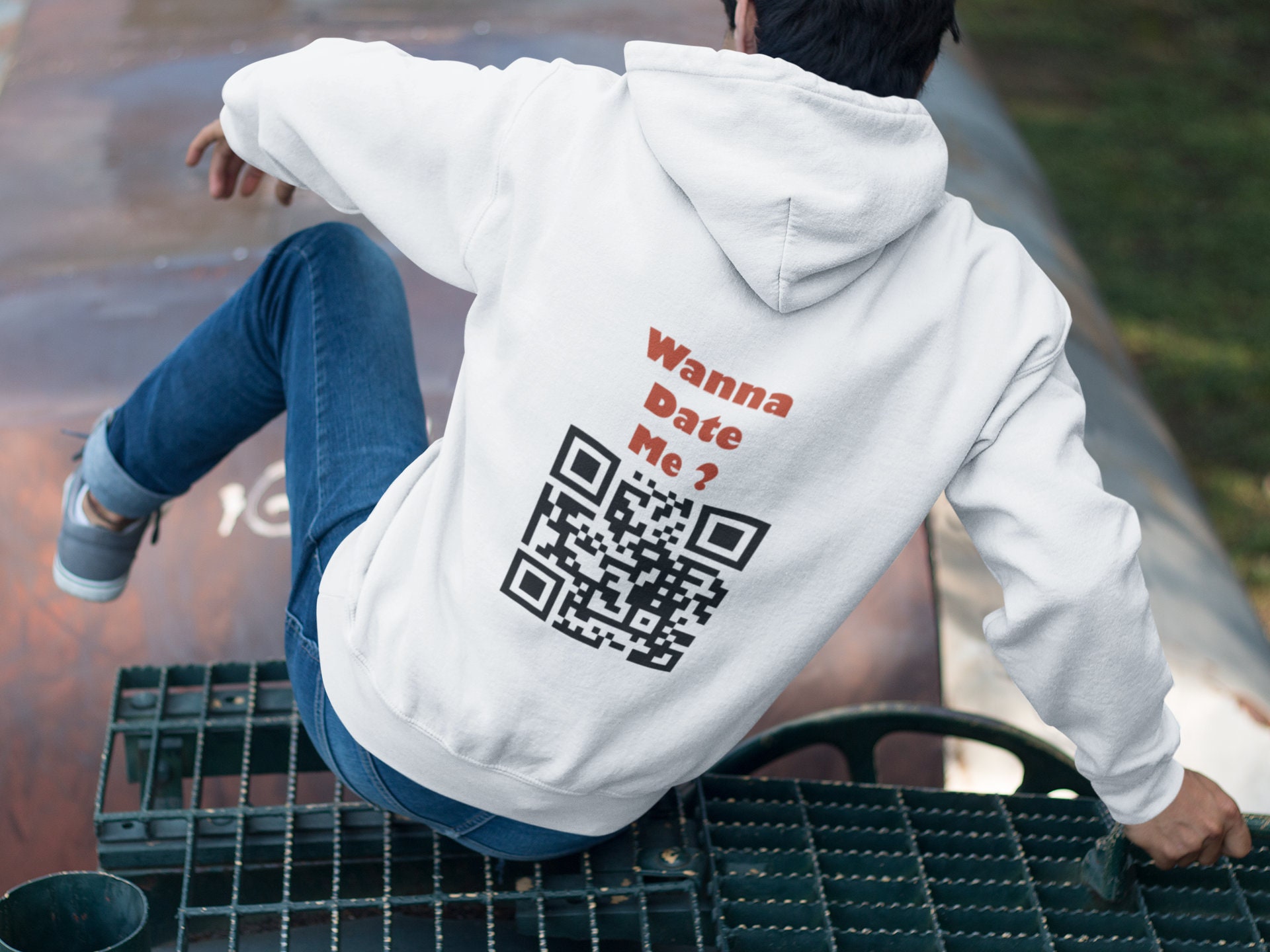 Personalized QR Code Wanna Date Me Unisex Hoodie/viral Hoodie/scan Me ...