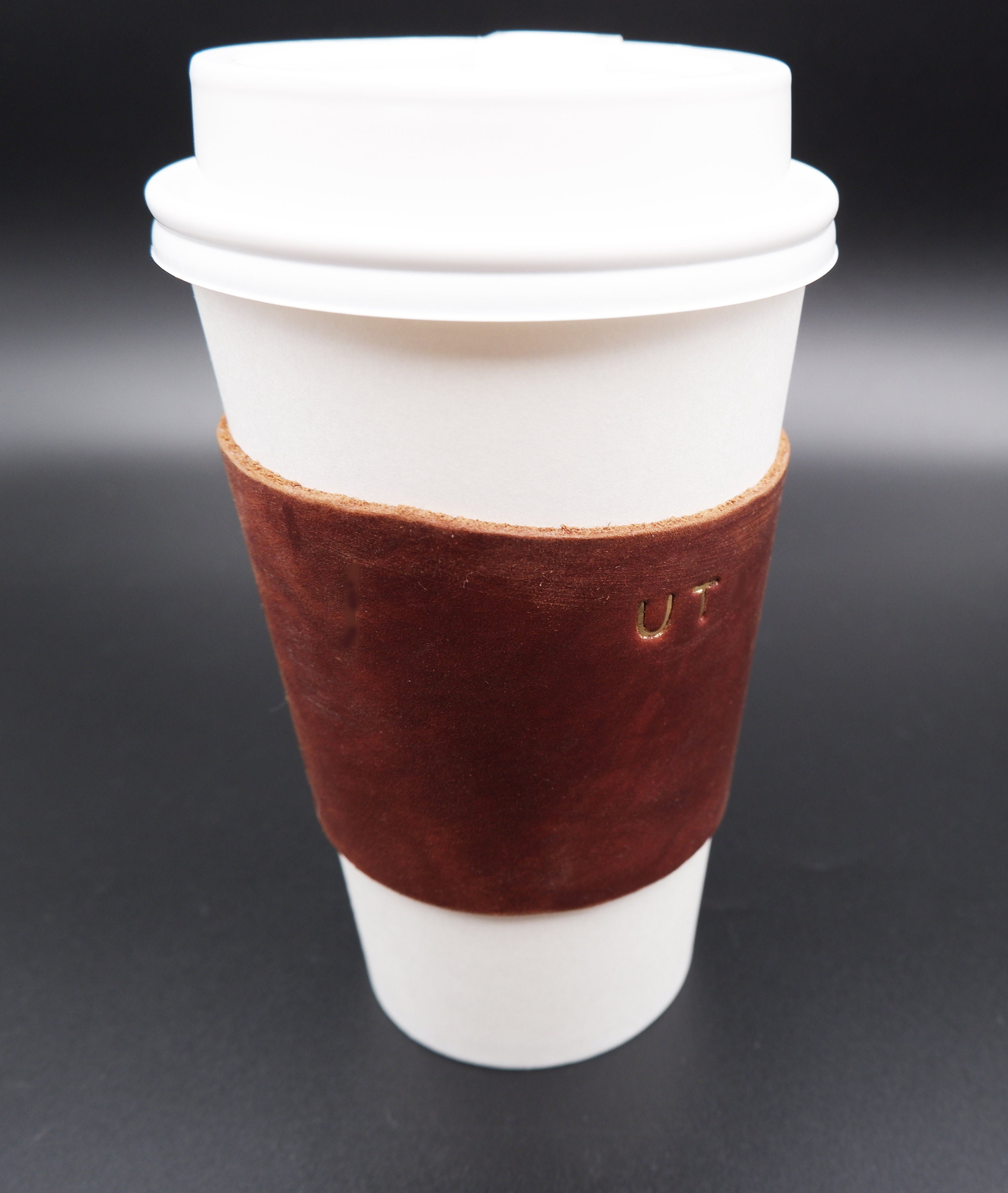Personalized Leather Cup Sleeve, Customize Initials Leather Cup Holder ...