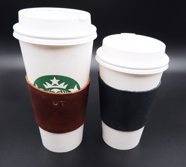 Personalized Leather Cup Sleeve, Customize Initials Leather Cup Holder ...