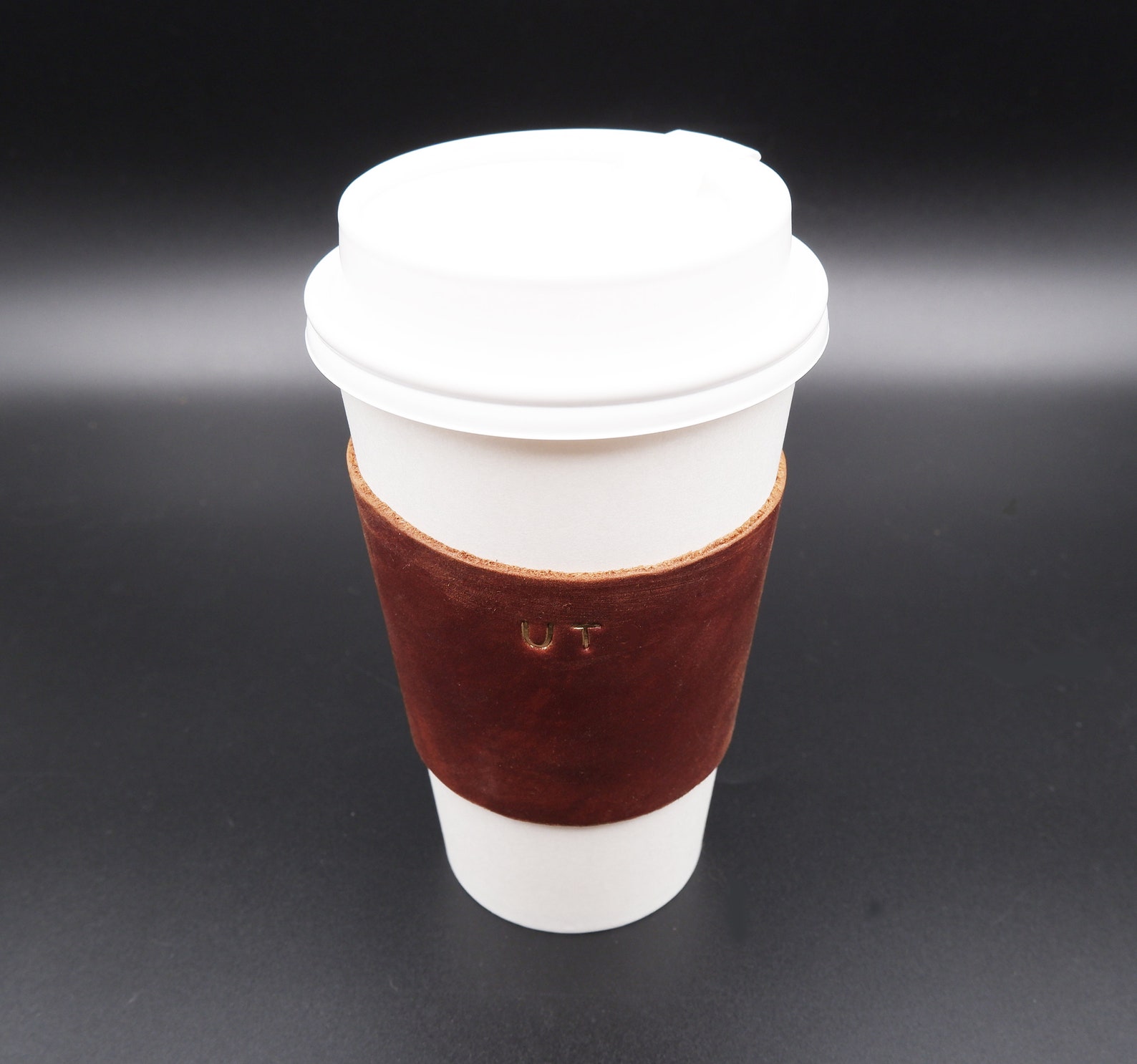 Personalized Leather Cup Sleeve, Customize Initials Leather Cup Holder ...