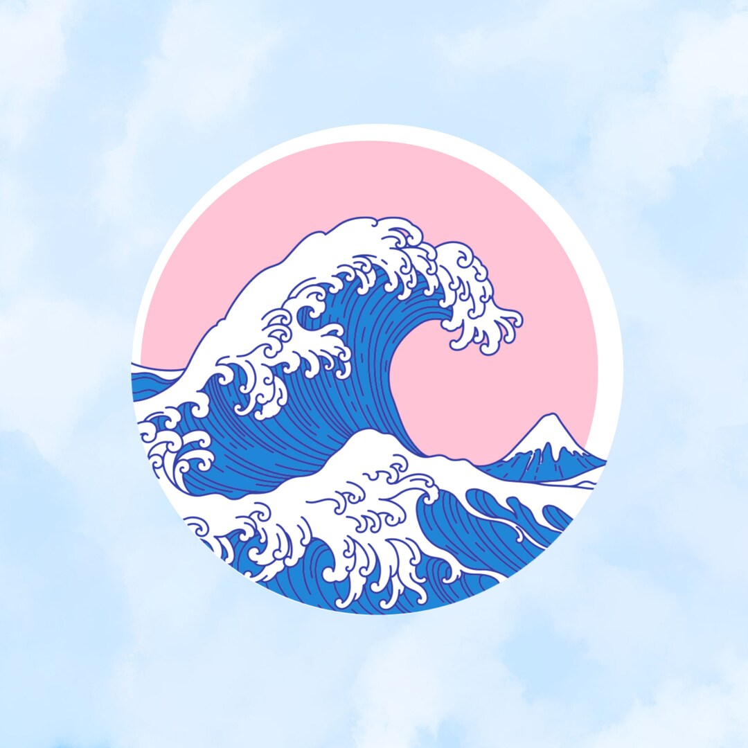 Great Wave Graphic Sticker, Kanagawa Vinyl Sticker for Laptop Water ...
