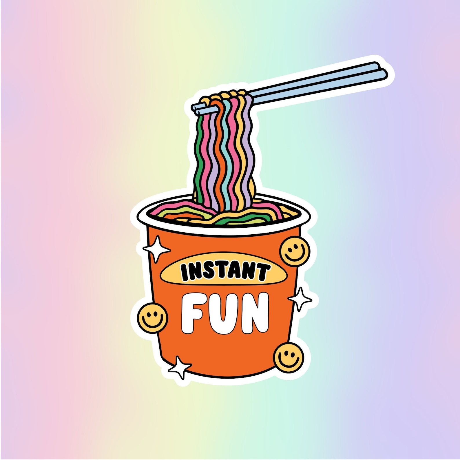 Instant Noodle Graphic Sticker, Instant Fun Ramen Food, Vinyl Sticker ...