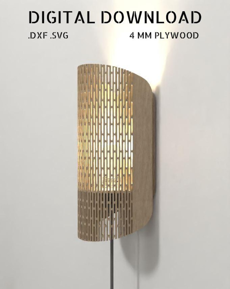 Laser Cut Plywood Wall Lamp Template: SVG DXF Glowforge Pattern ...