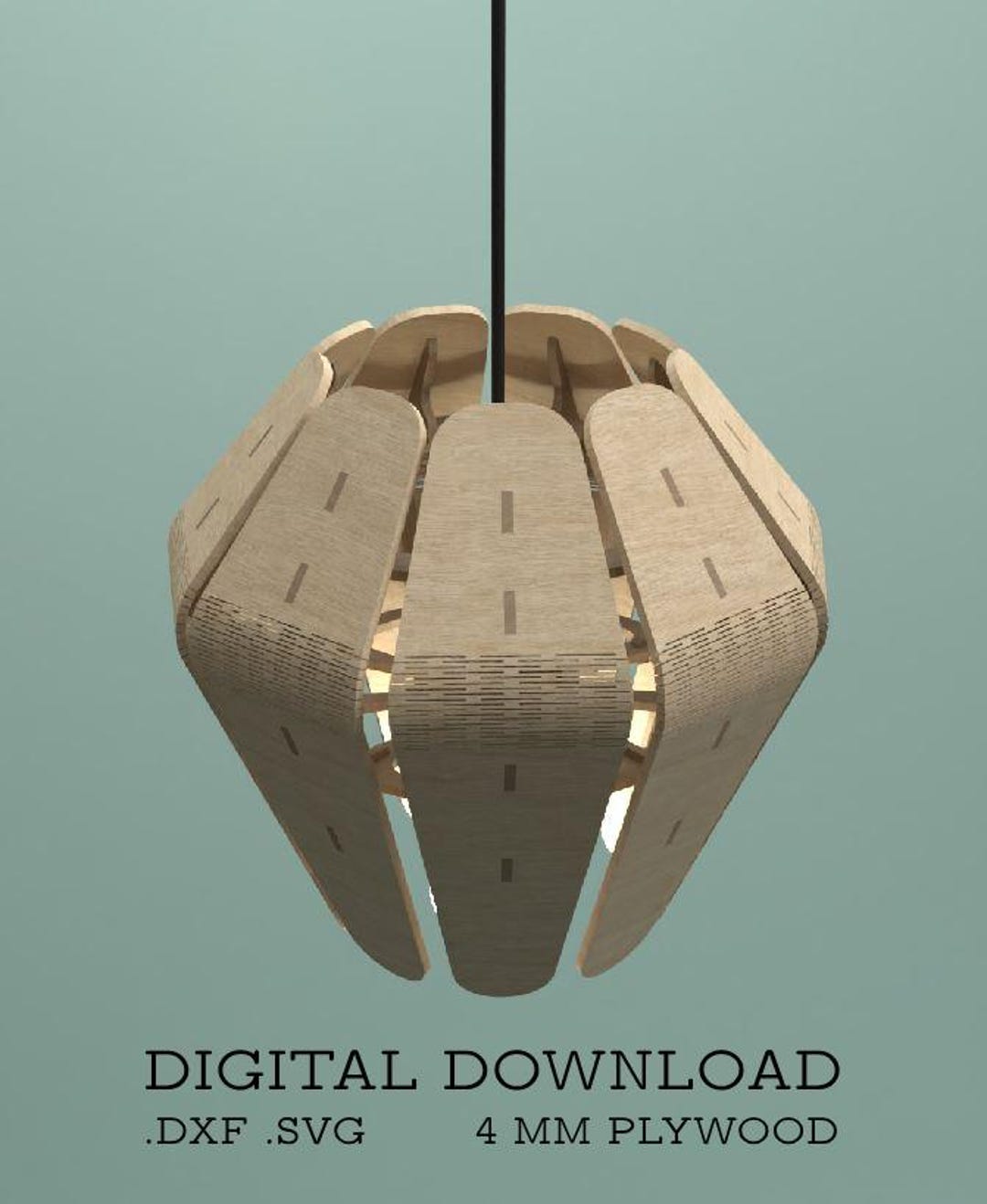 Laser Cut Pendant Lamp SVG DXF Template: 4mm Plywood Lampshade (digital ...