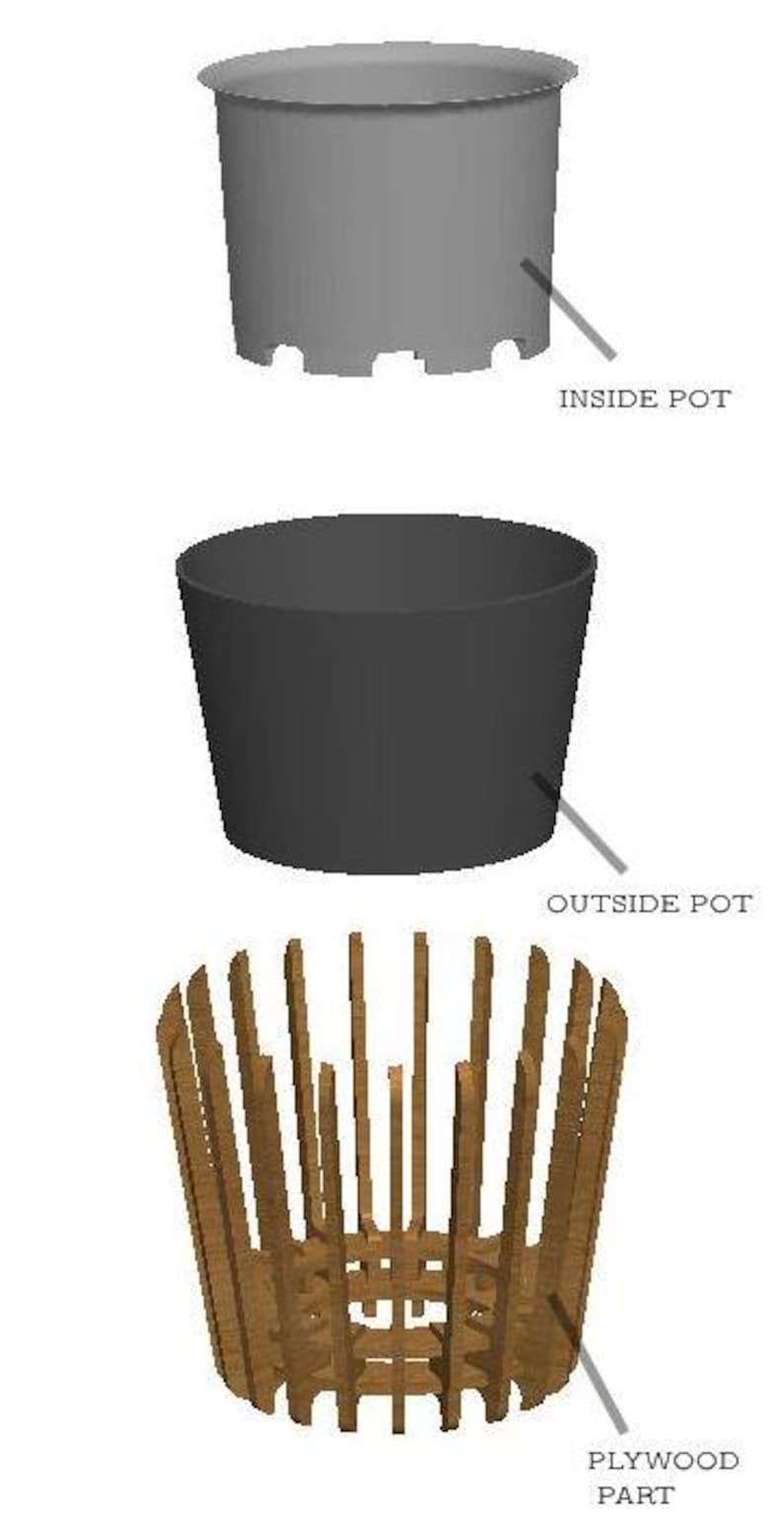 Laser Cut Planter DXF SVG File | 3mm Plywood Flower Pot Digital ...