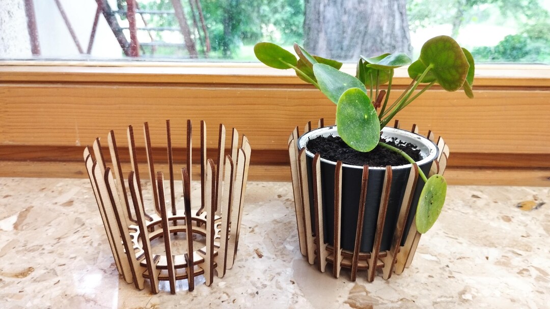 Laser Cut Planter DXF SVG File | 3mm Plywood Flower Pot Digital ...