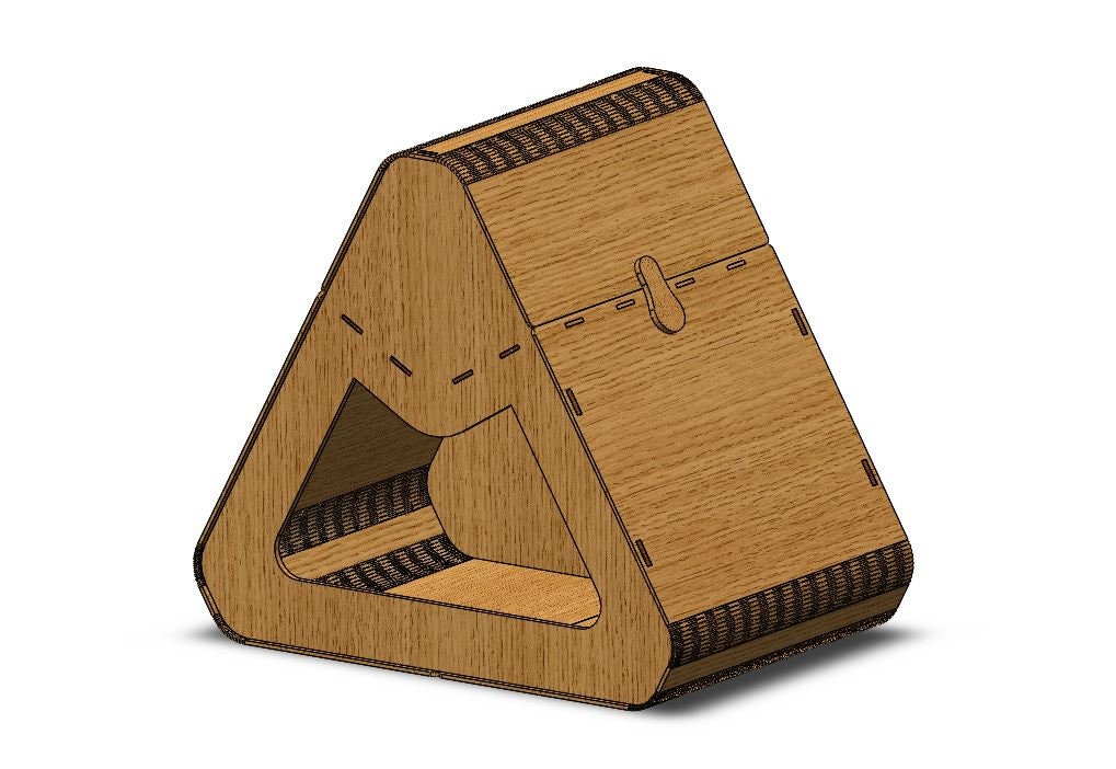 Triangle Laser Cut Cat House DXF SVG Vector Files Pet House With ...