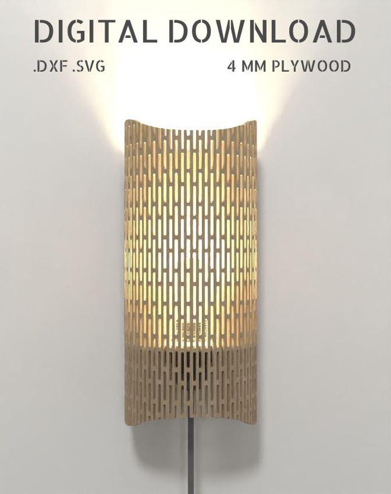 Laser Cut Plywood Wall Lamp Template: SVG DXF Glowforge Pattern ...