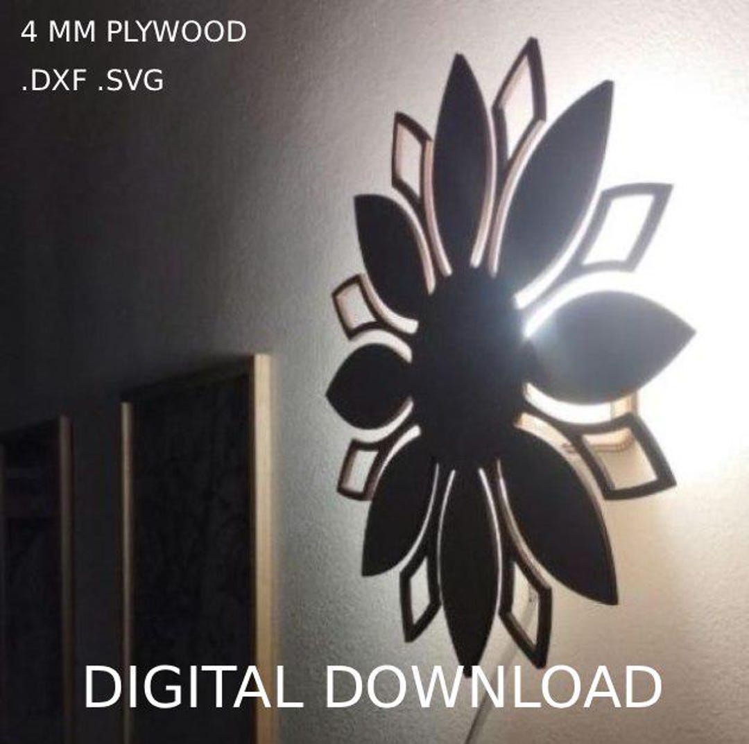 Mandala Wall Lamp SVG DXF | Laser Cut Plywood Sconce | 4 Mm (digital ...