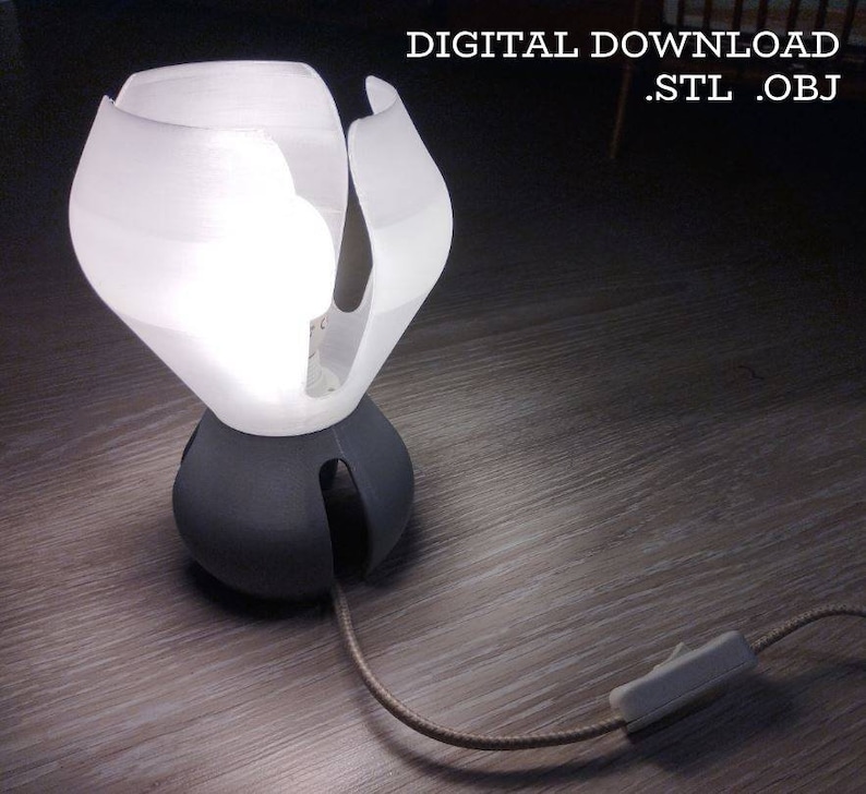 3D Printed Geometric Minimalist Table Lamp STL OBJ File Digital ...