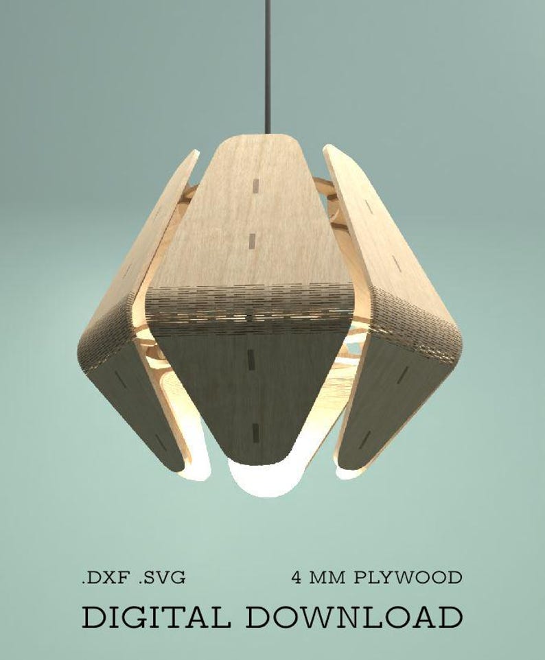 Laser Cut Pendant Lamp SVG DXF Template: 4mm Plywood (digital Download ...