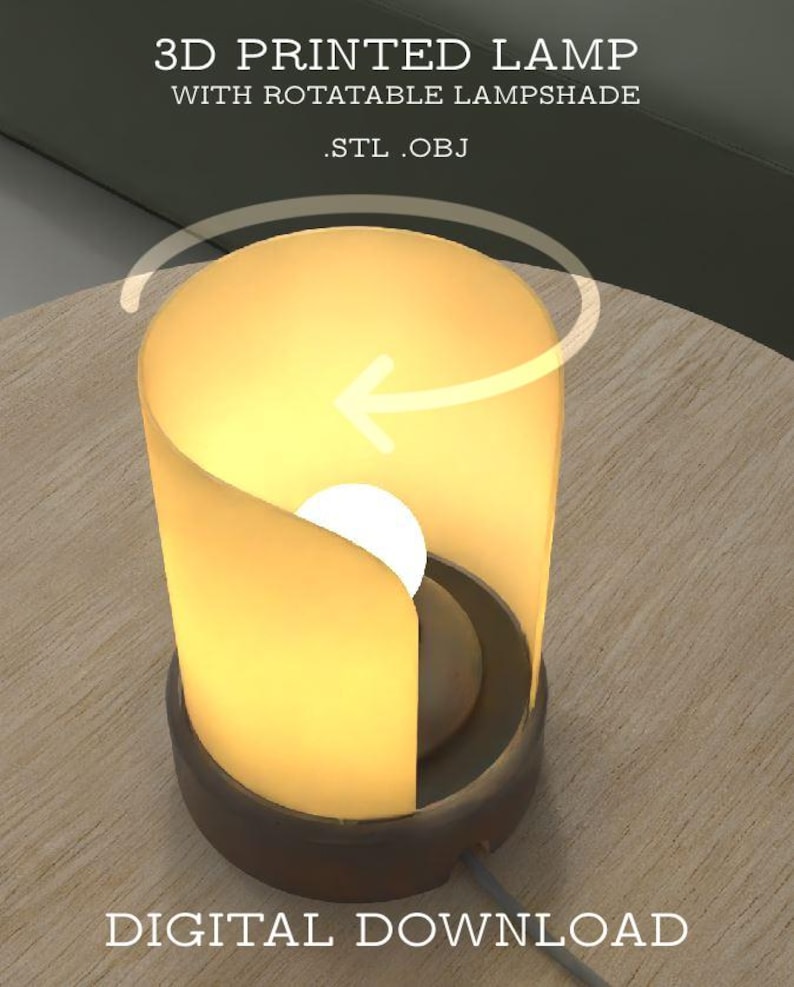 Modern Rotatable Table Lamp STL File: 3D Print Home Decor (digital ...