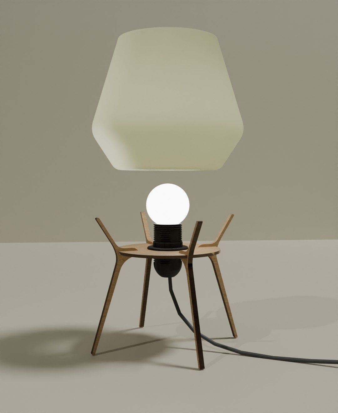 3D Printed and Plywood Laser Cut Lamp Geometric Minimalist Table Mood ...