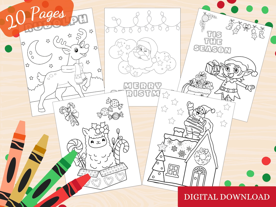 20 Christmas Coloring Pages, Christmas Printable, Christmas Games ...