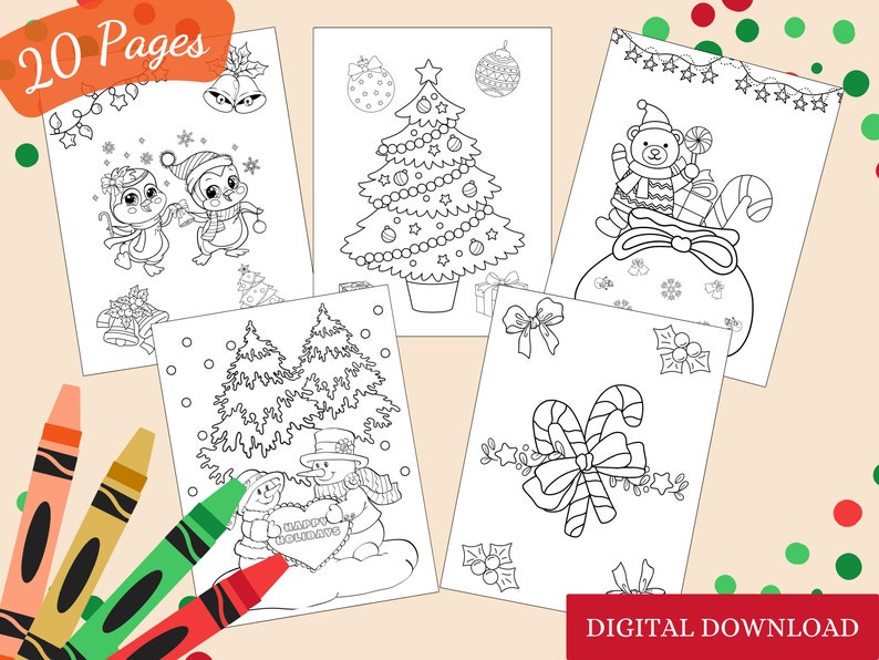 20 Christmas Coloring Pages, Christmas Printable, Christmas Games ...