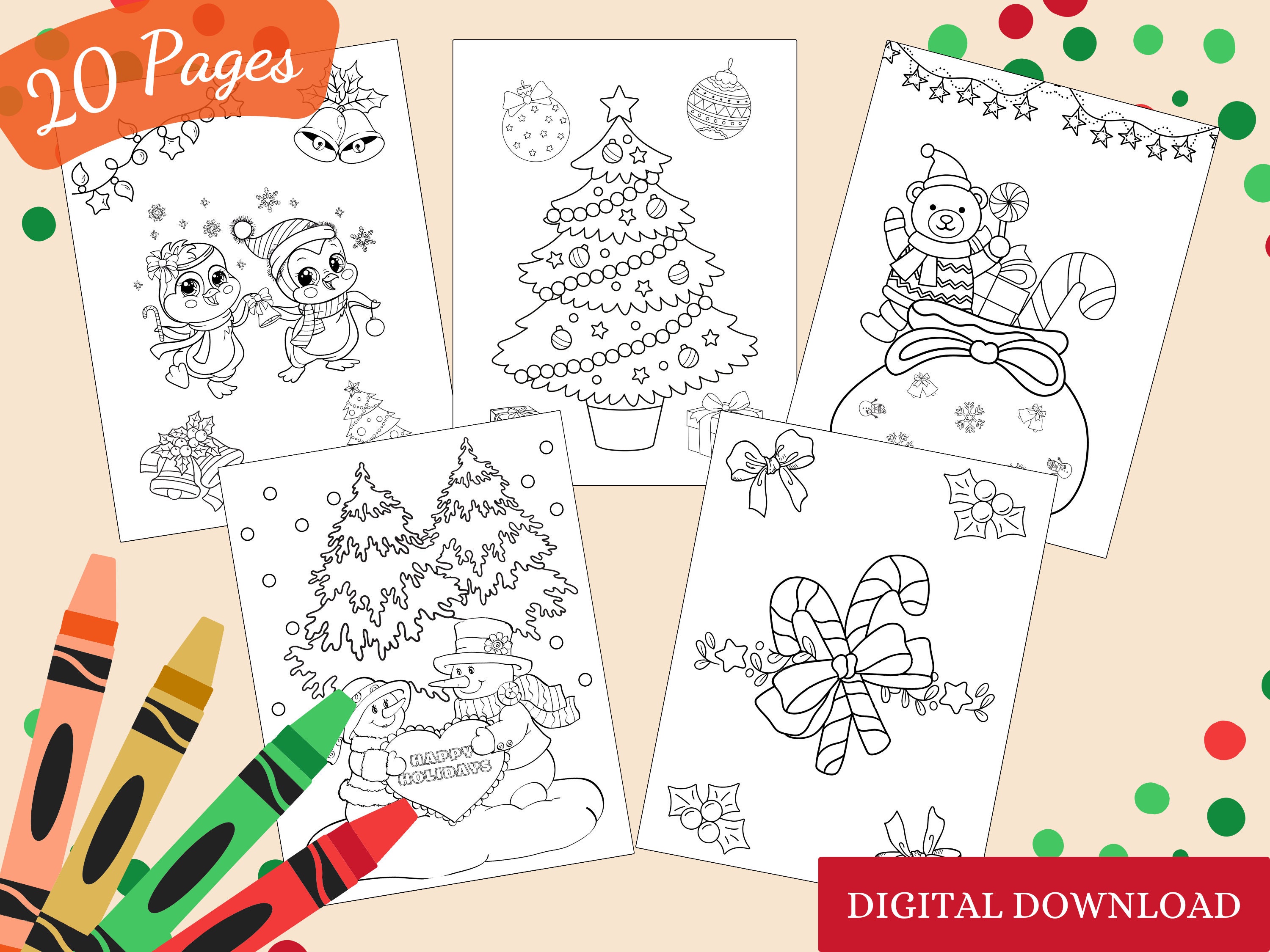 20 Christmas Coloring Pages, Christmas Printable, Christmas Games ...