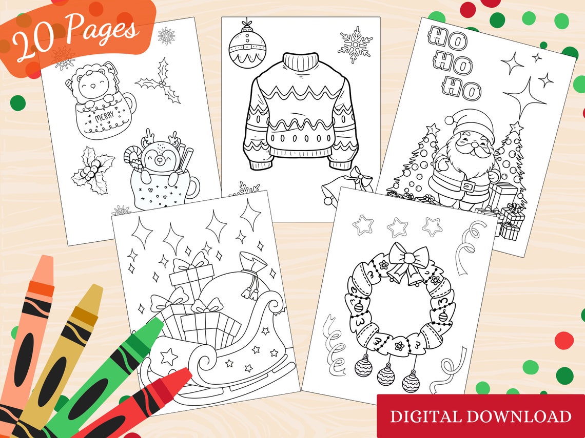 20 Christmas Coloring Pages, Christmas Printable, Christmas Games ...