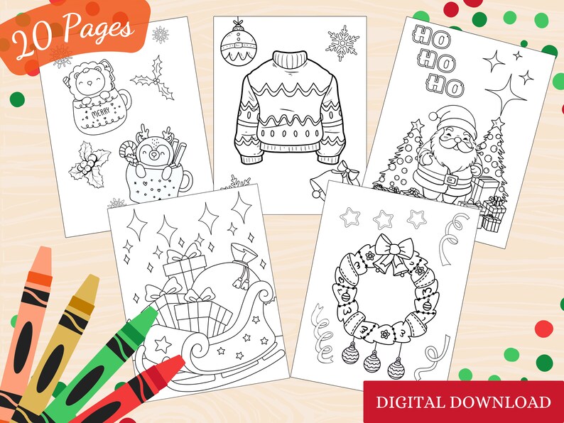 20 Christmas Coloring Pages, Christmas Printable, Christmas Games ...