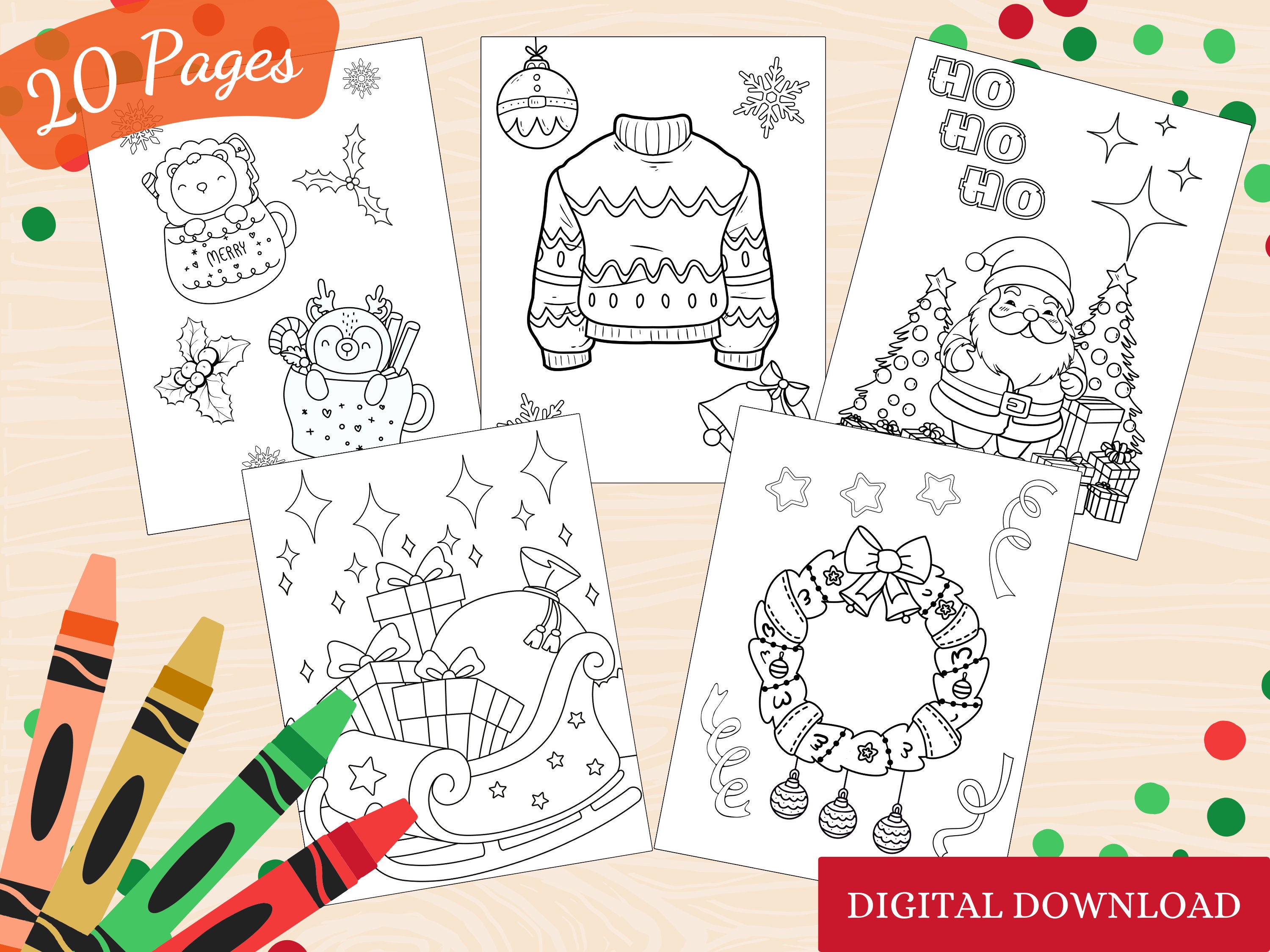 20 Christmas Coloring Pages, Christmas Printable, Christmas Games ...