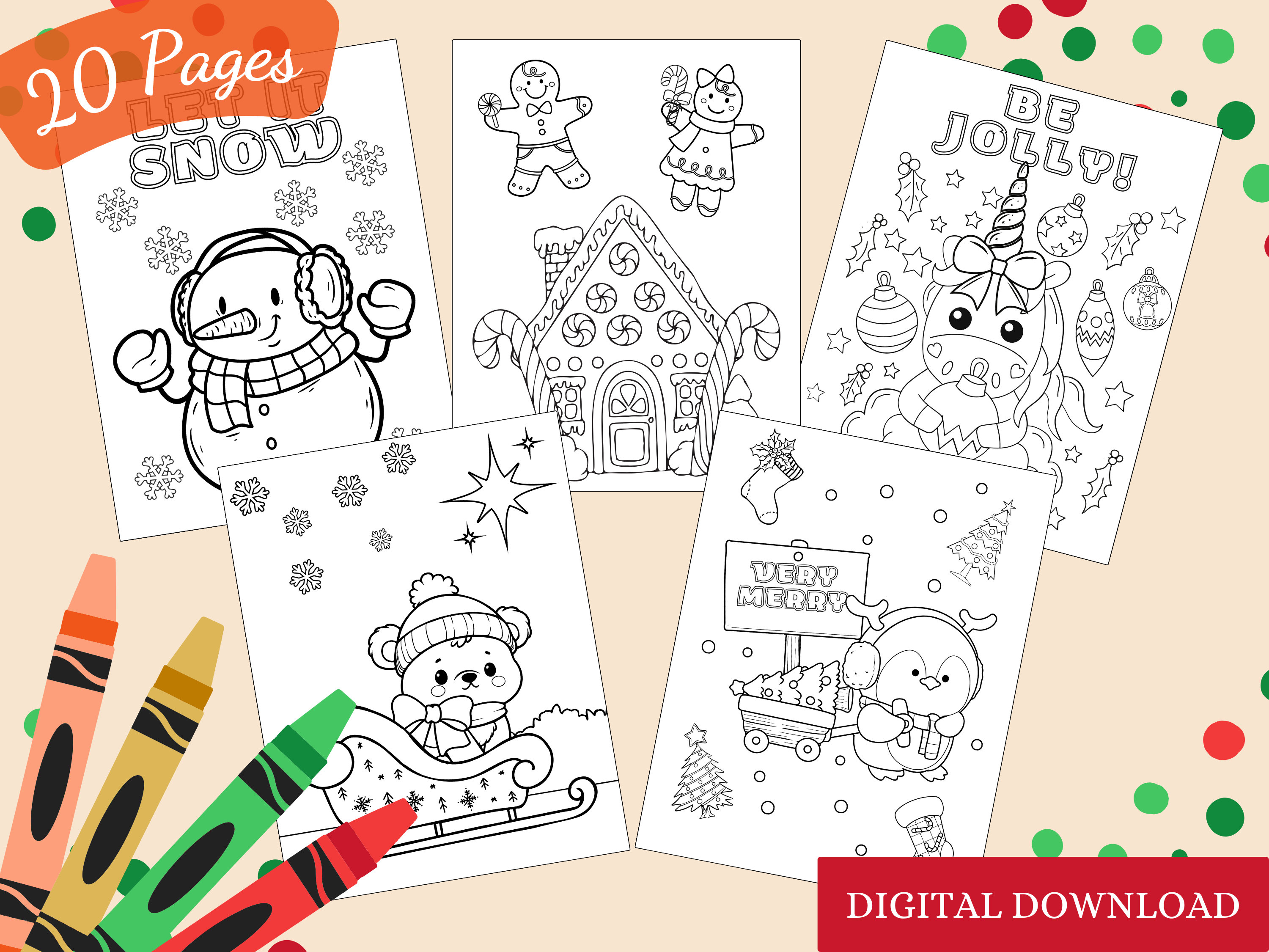 20 Christmas Coloring Pages, Christmas Printable, Christmas Games ...