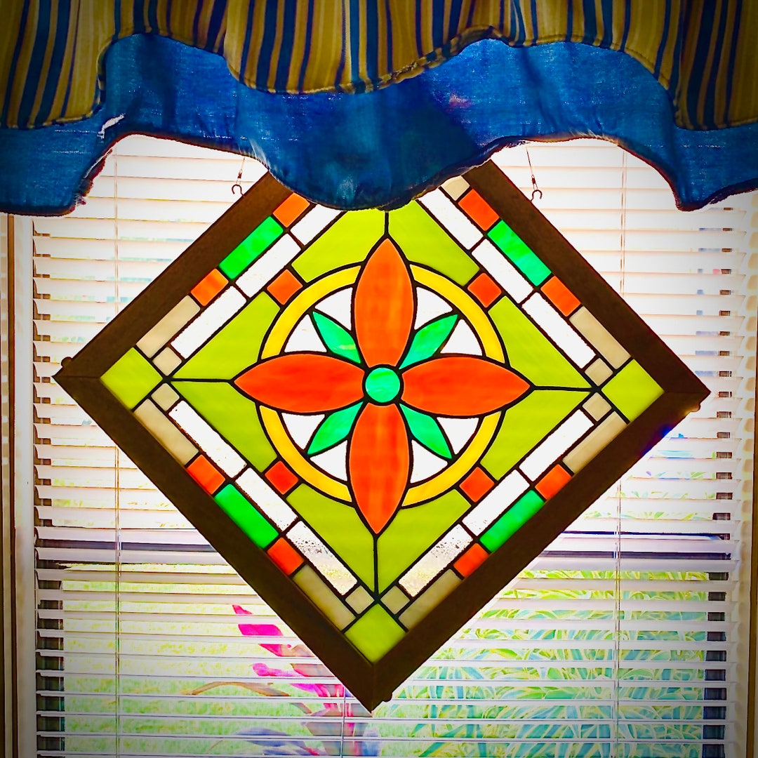 Handcrafted Custom Stained Glass Panel Mounted in a Custom Handcrafted ...