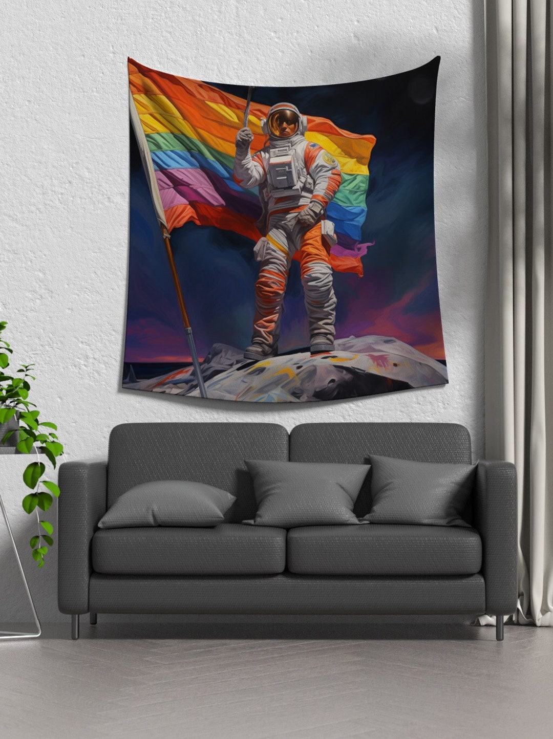Lunar Pride 2 : Lgbt Astronaut Tapestry LGBT Art LGBT Tapestry LGBT ...
