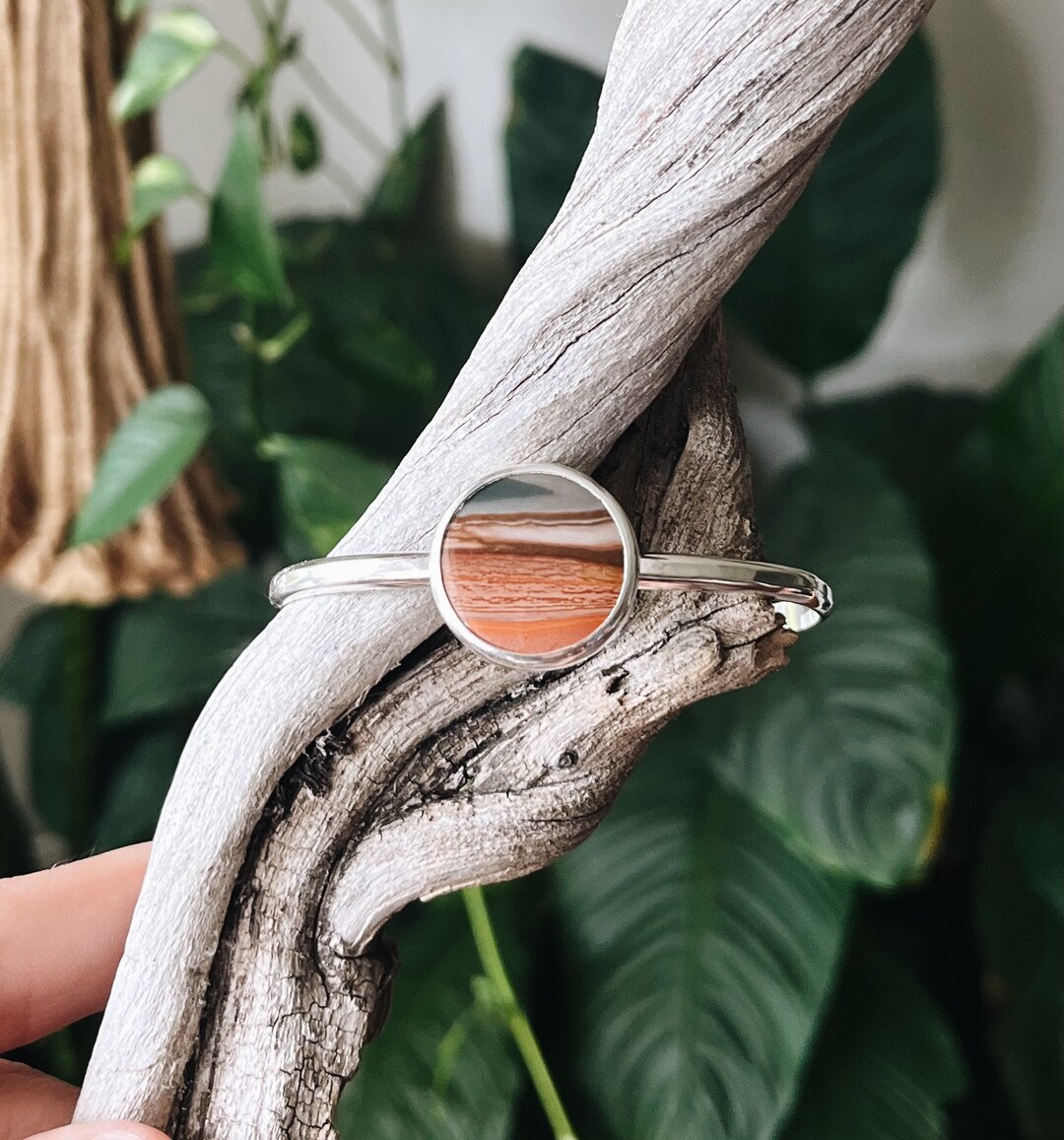Polychrome Landscape Jasper Stone and Sterling Silver Cuff Bracelet - Etsy