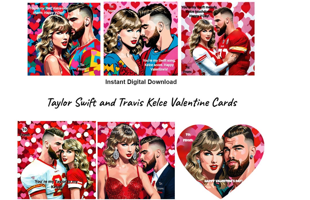 Taylor Swift and Travis Kelce Valentine Cards - Etsy