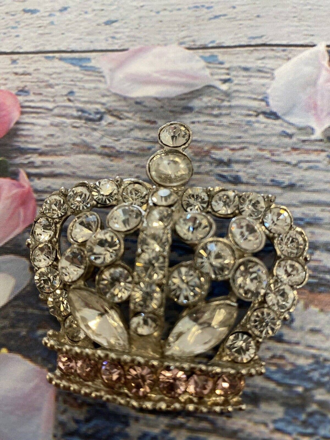 Stunning Vintage Estate Pink & White Rhinestones Crown 2.2 Large ...