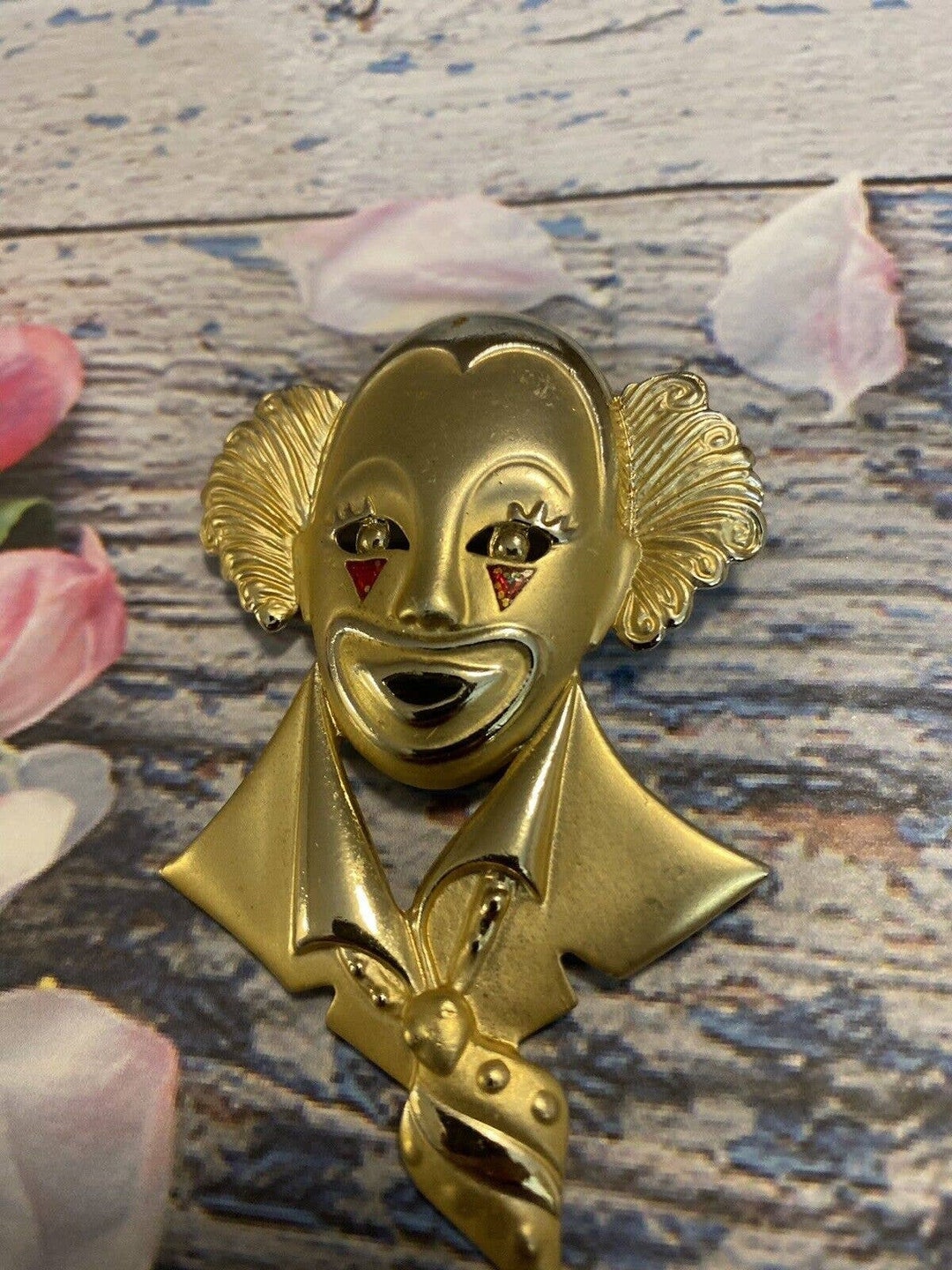 Stunning Vintage Estate 2.8 Large Clown Gold Tone Brooch Pin. - Etsy