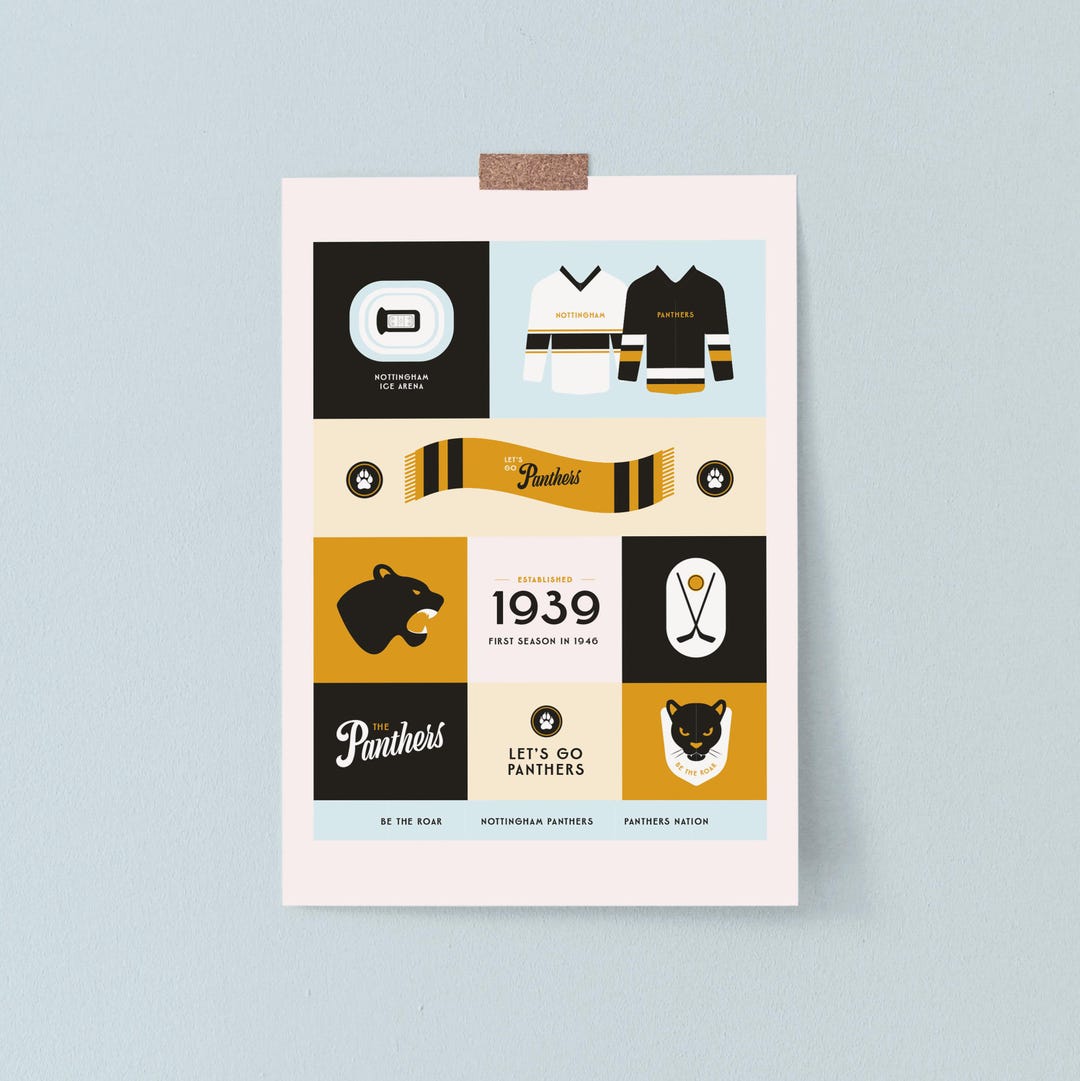 Nottingham Panthers Art Print | Gifts for Ice Hockey Fans, Wall Art ...