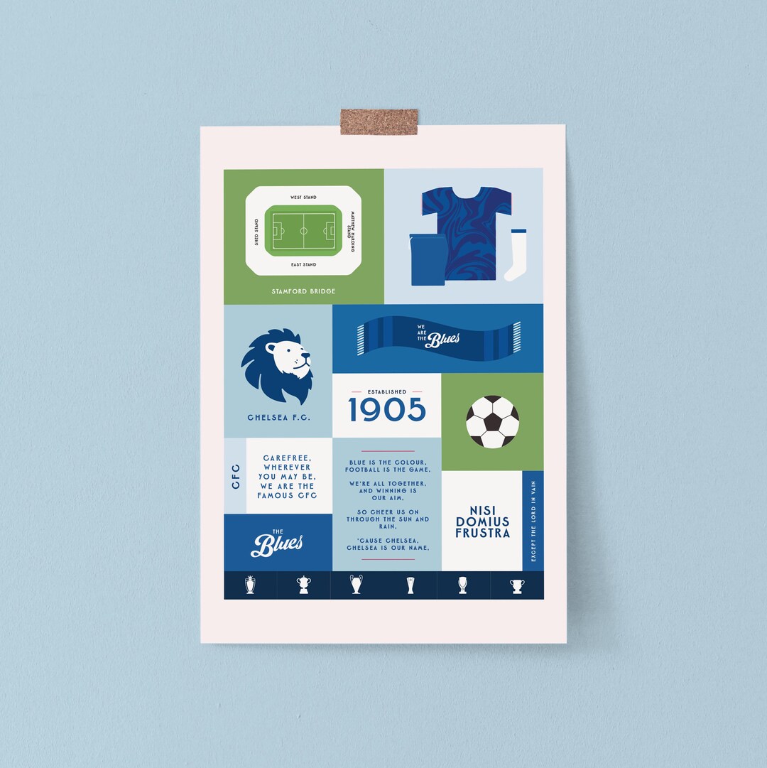 Chelsea FC Art Print | Gift for Football Fan, Wall Art, Chelsea Gift ...