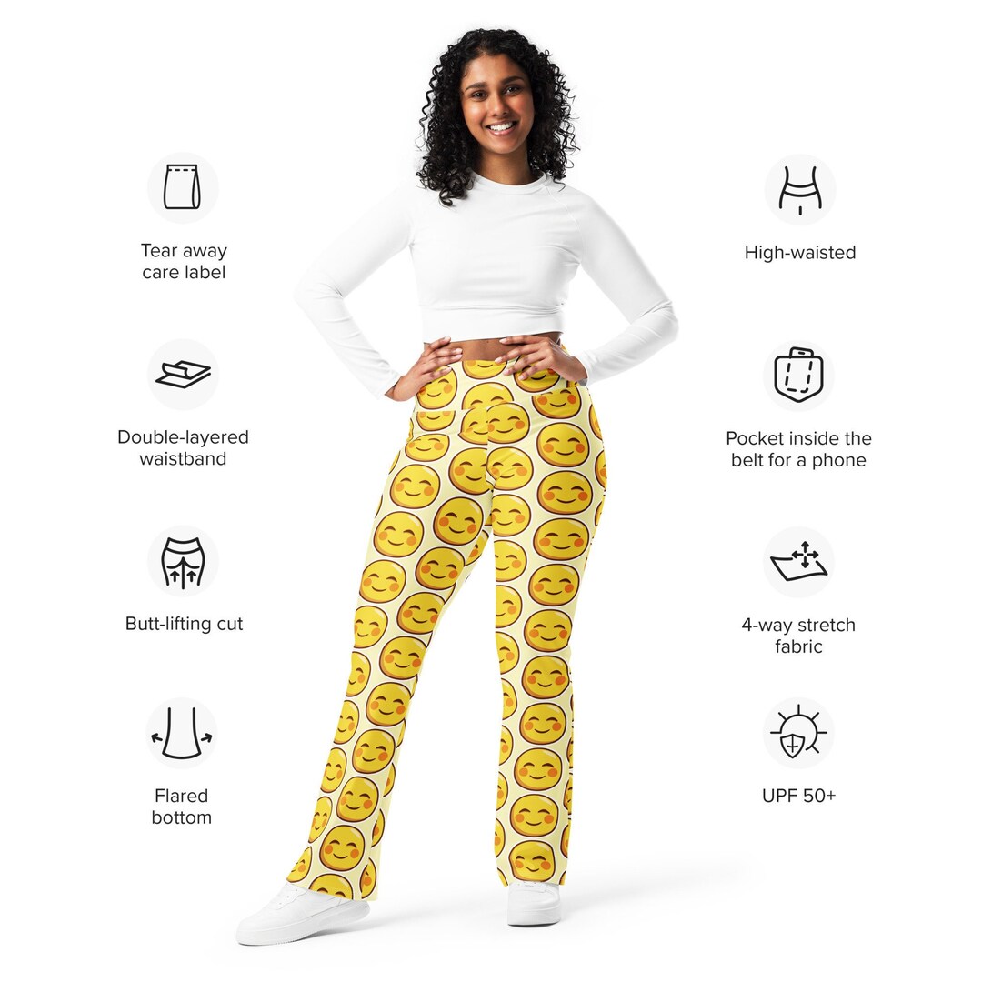 Emoji Smiley Face Flare Leggings - Etsy
