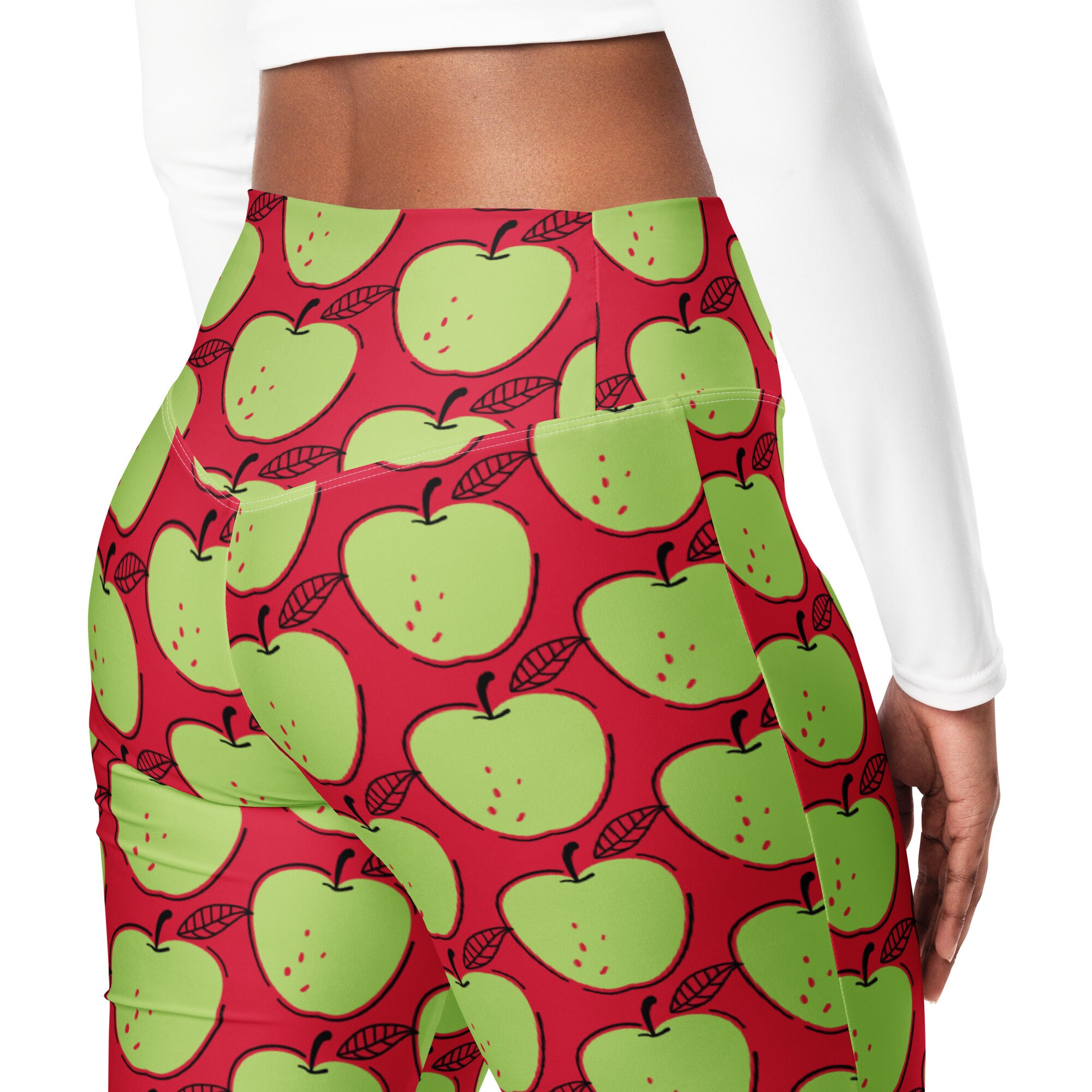 Green Apples Summer Fruit Flare Leggings - Etsy