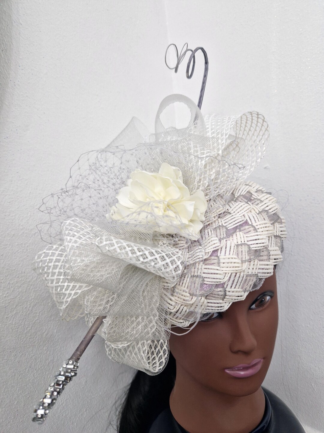 Cream and Grey Pillbox Hat - Etsy