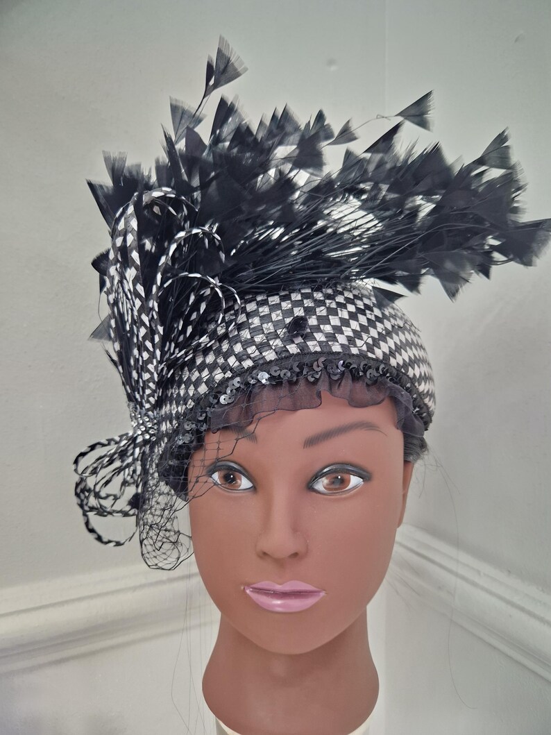 Black and White Half Hat - Etsy