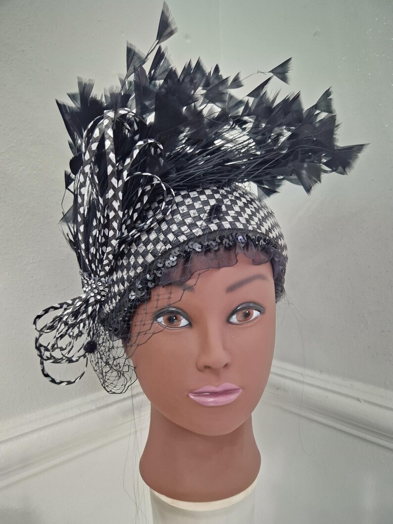 Black and White Half Hat - Etsy