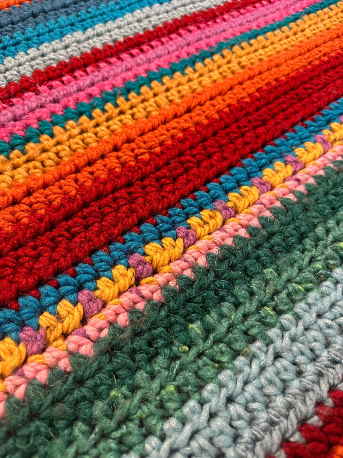 Handmade Crocheted Serape Blanket: Multi-colored Mexican Style - Etsy