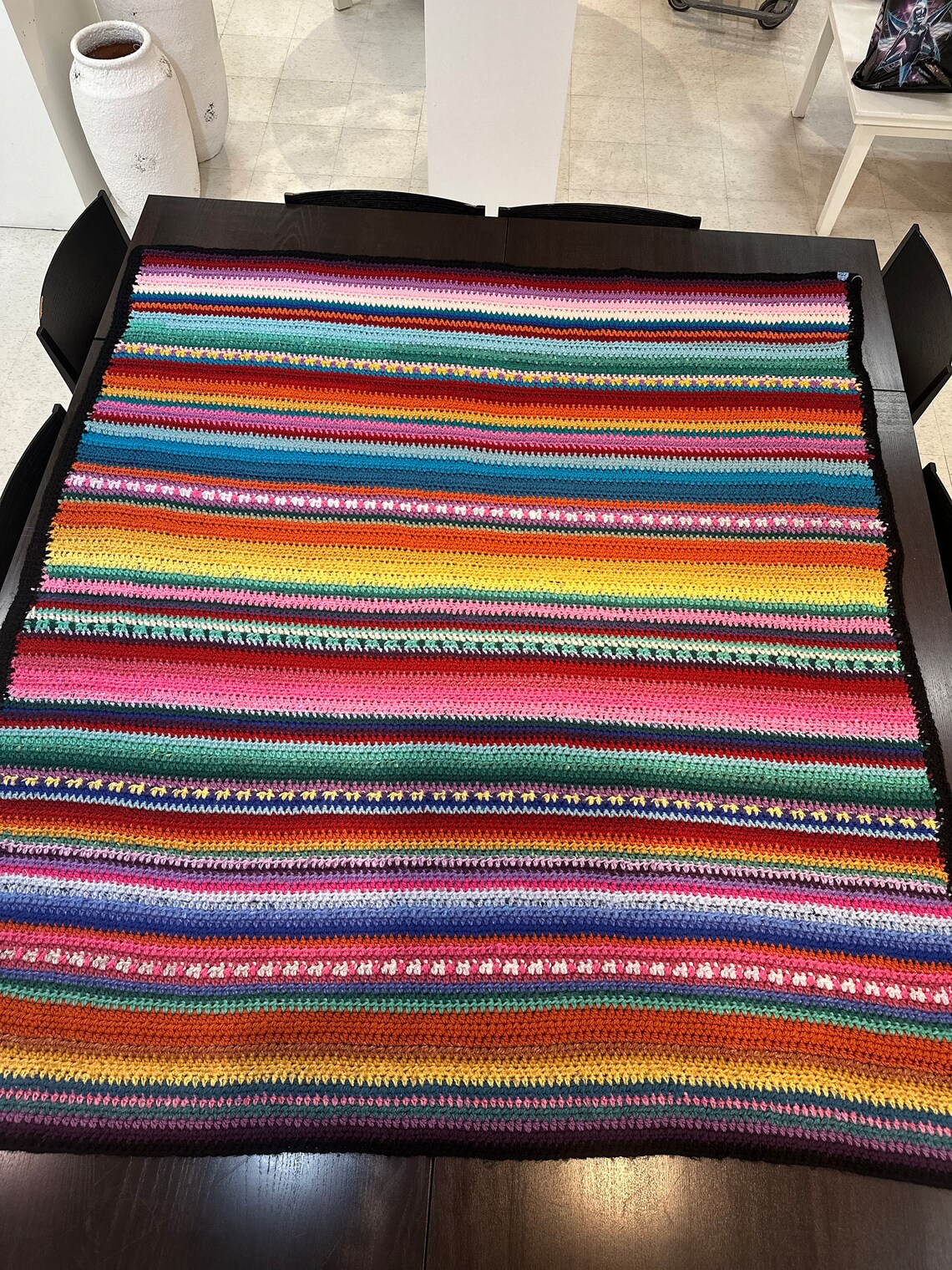 Handmade, Crocheted, Large Mexican Style, Serape, Warm and Heavy ...