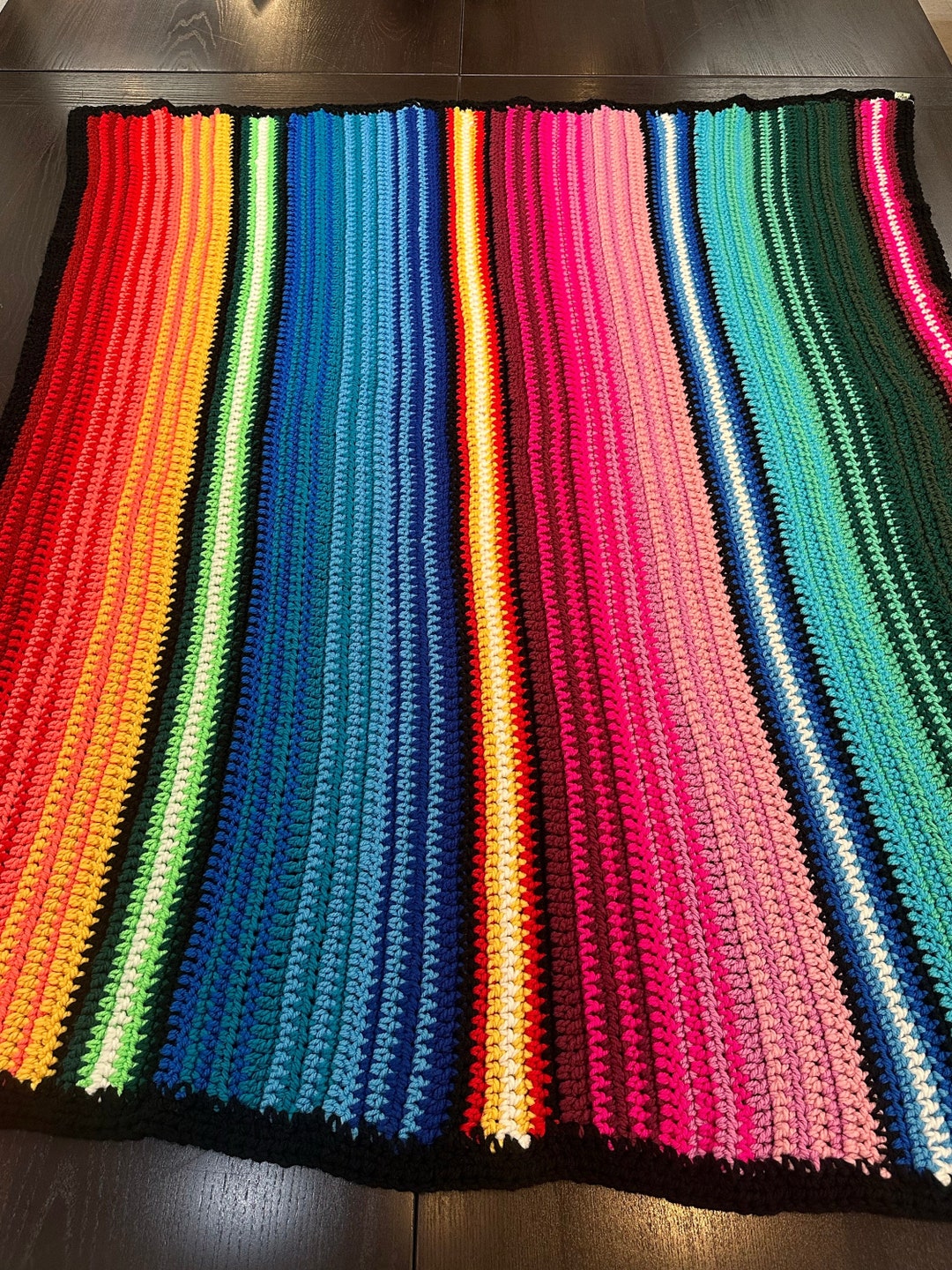 Handmade, Crocheted, Mexican Style Throw, Serape, Warm and Heavy ...