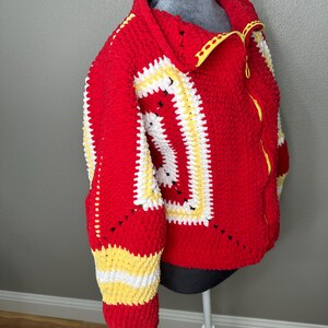 Kansas City Chiefs Handmade Crochet Cardigan, Thick Warm Sweatshirt ...