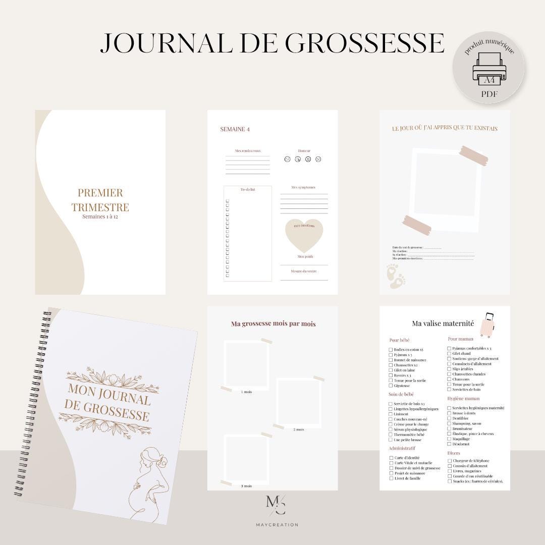 Journal de grossesse à imprimer – Carnet de grossesse PDF à remplir ...