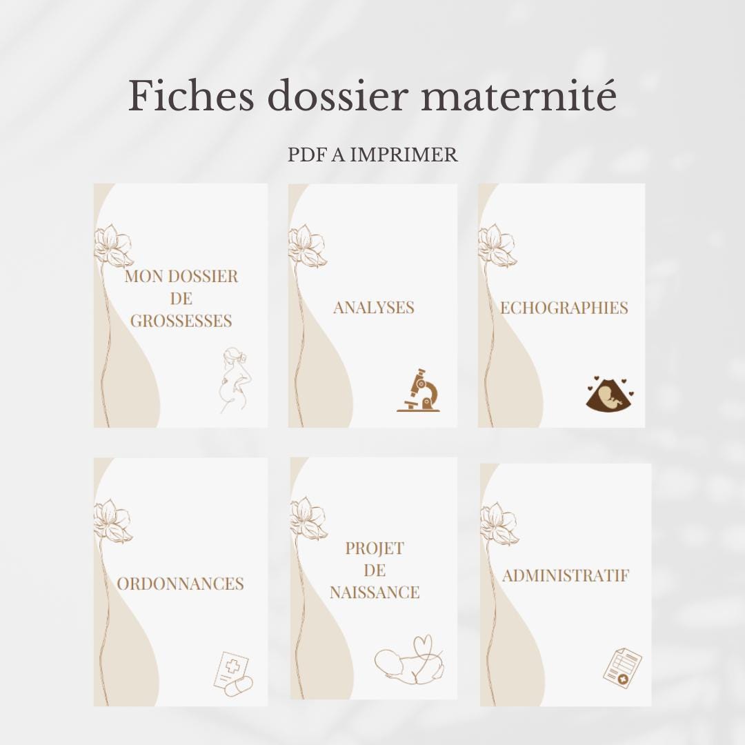 Fiche de présentation - Dossier de grossesse - organisateur de dossier maternité PDF A4 - Etsy ...