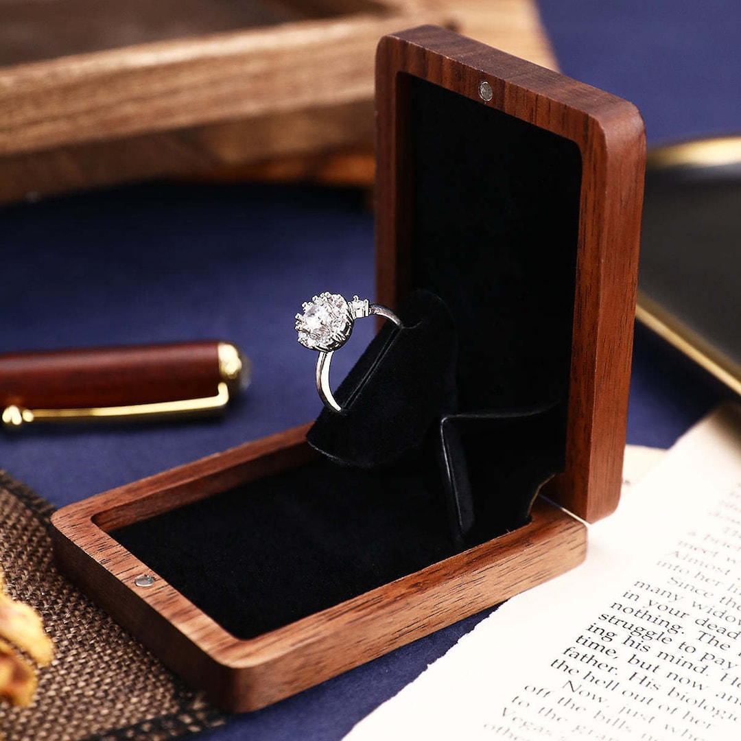 Personalization Jewelry Box Slim Engagement Ring Box Unique Ring Box ...