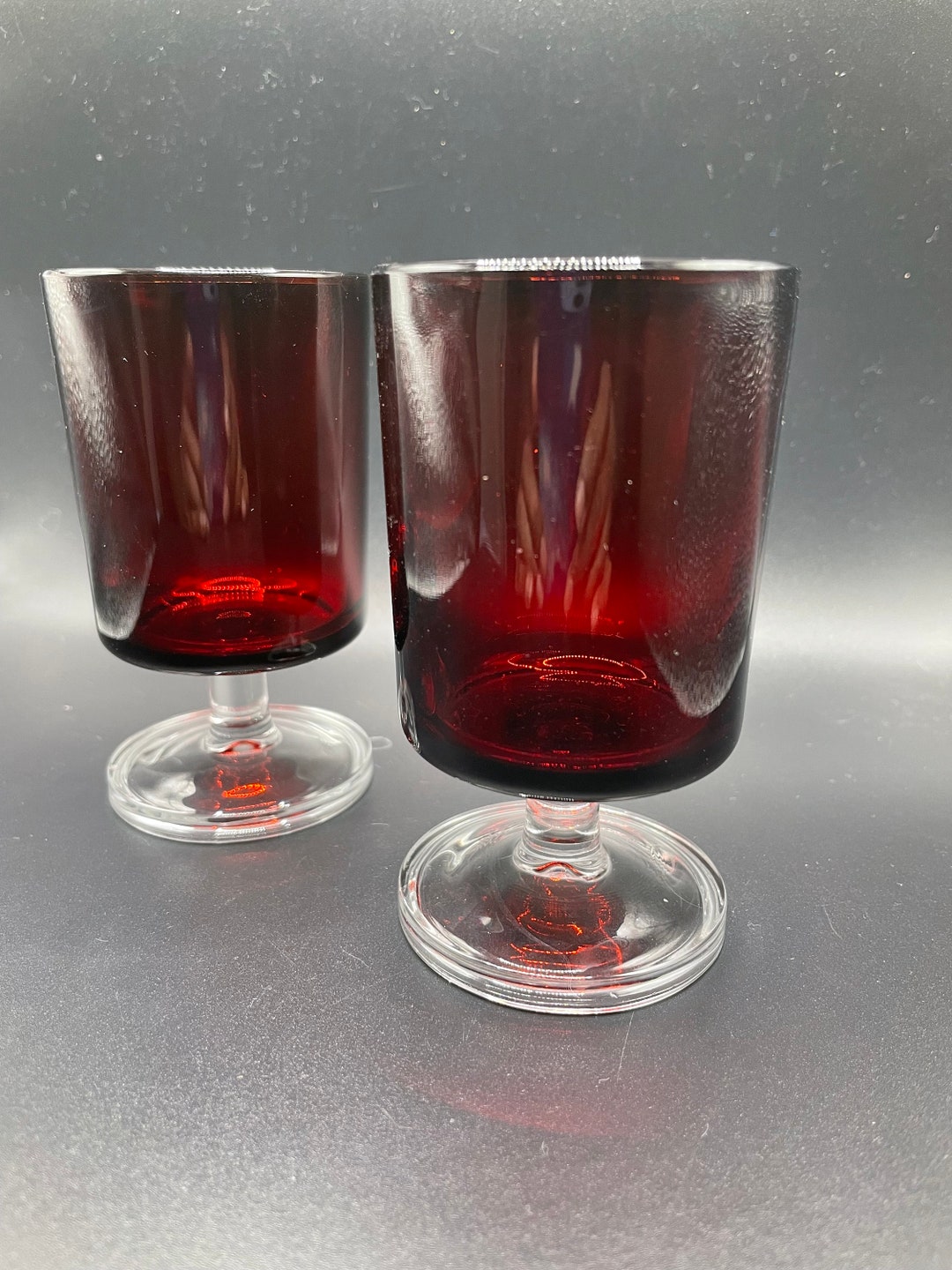 Set of 2 Ruby Red Luminarc Verrerie D'arques France Vintage Glasses - Etsy