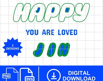 BTS Jin Happy | Kpop SVG PNG | Cricut & Silhouette | Instant Download ...